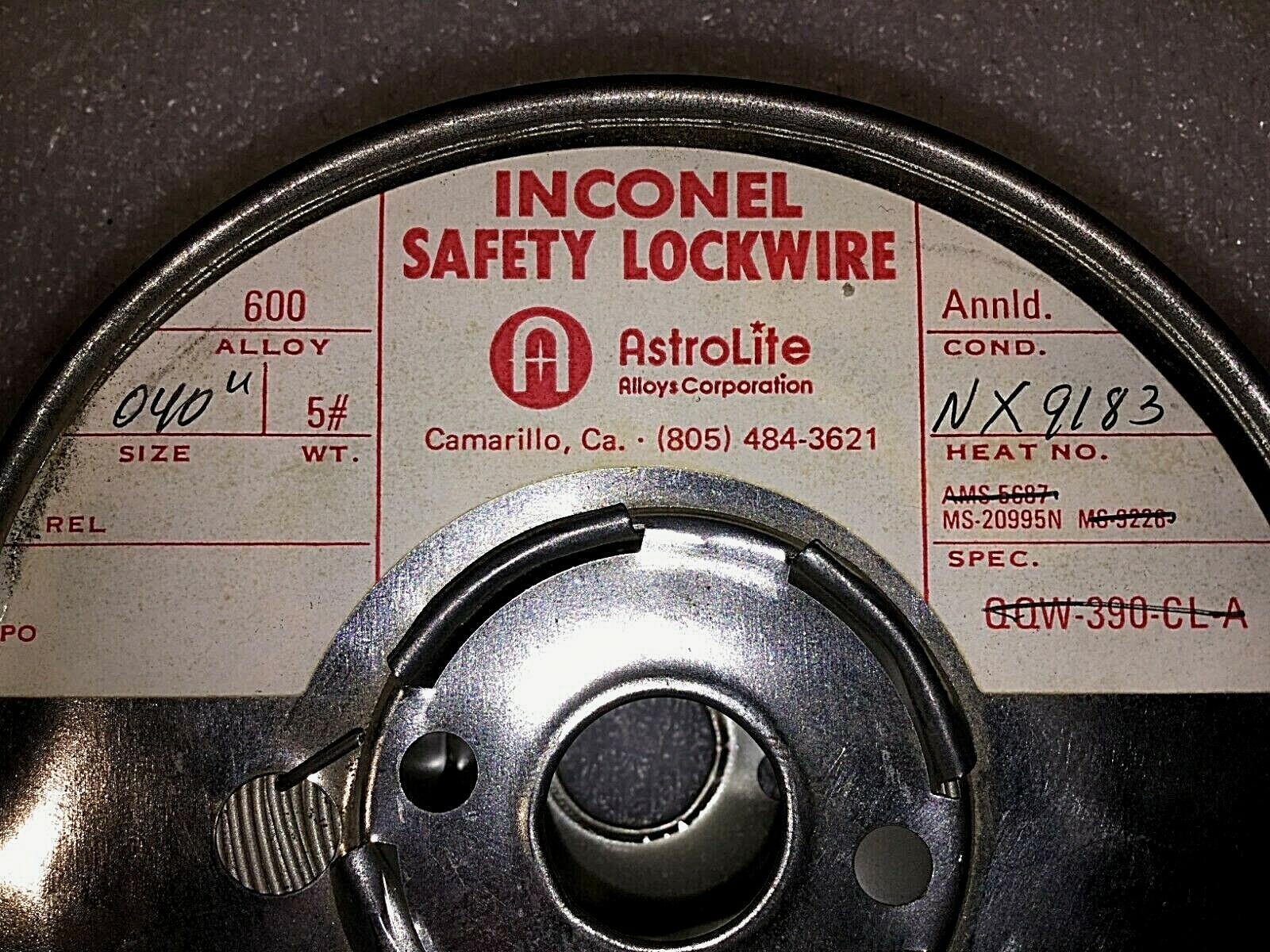 MS20995N, 600 ALLOY, 040", 5# INCONEL SAFETY LOCKWIRE | eBay