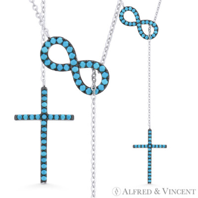 Cross & Infinity Symbol 8 Charm Nano CZ Crystal .925 Sterling Silver Y ...