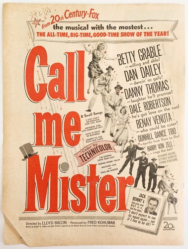 1951 Call Me Mister Movie Advertisement Betty Grable Musical Jack Benny ...