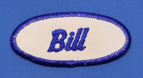 BILL NAME TAG PATCH BLUE AND WHITE VINTAGE | eBay
