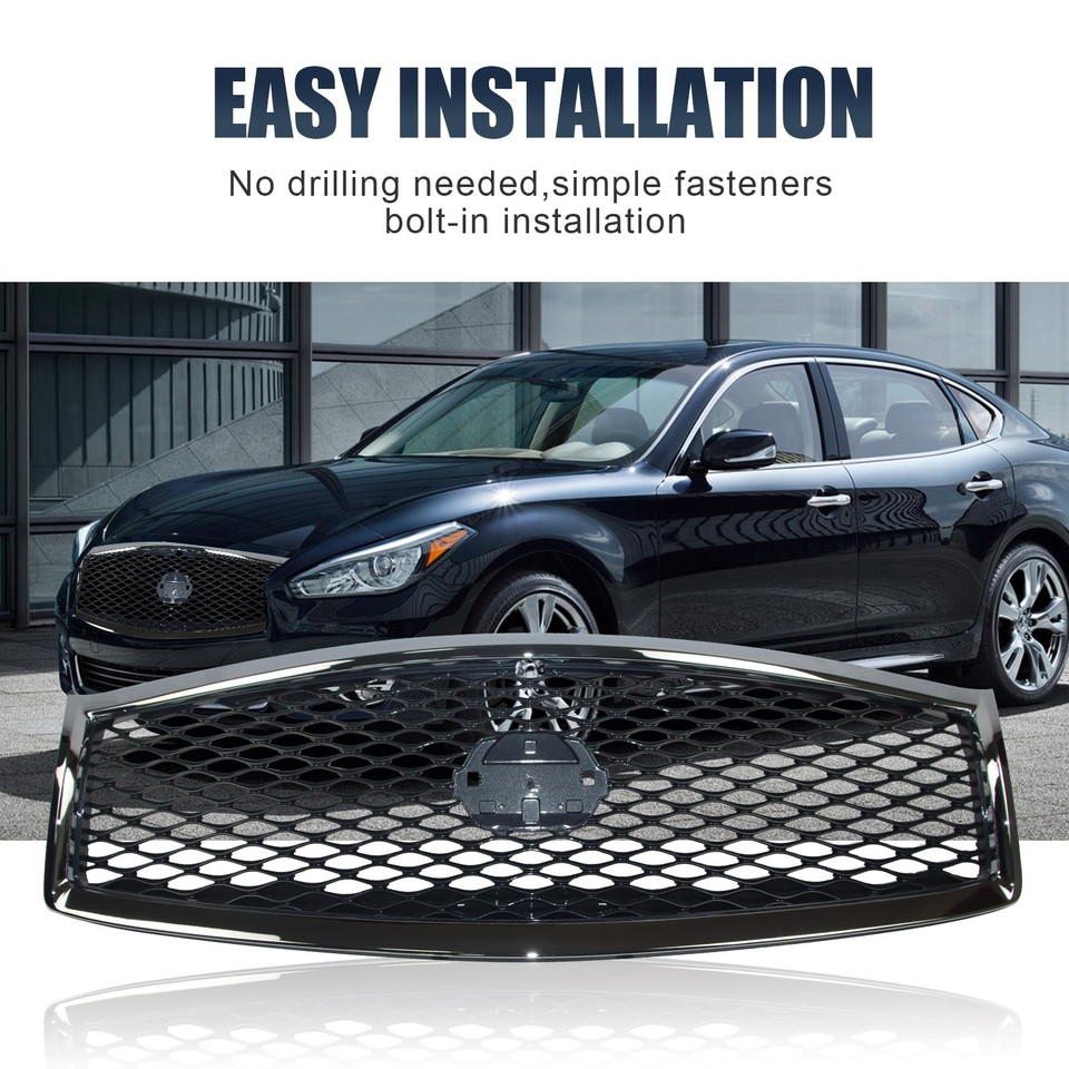 Front Bumper Grille Grill For 2015-2019 Infiniti Q70 Q70L W/Camera ...