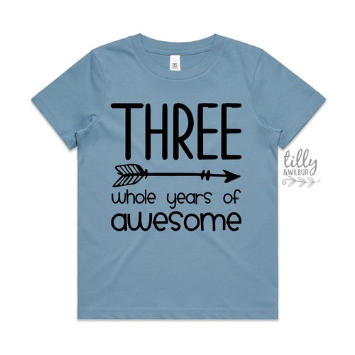 Three Whole Years Of Awesome Birthday T-Shirt, Boy's 3rd Birthday T ...