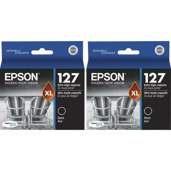 Epson 127 (T127120-D2) Black Ink Cartridge - 2 Pack for sale online | eBay
