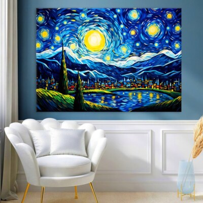 Vincent Van Gogh Modern Starry Night Unframed Canvas Print Australian ...