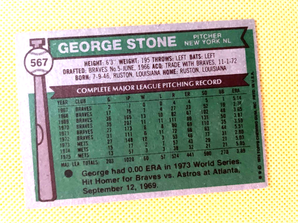 1976 TOPPS # 567 GEORGE STONE D | eBay