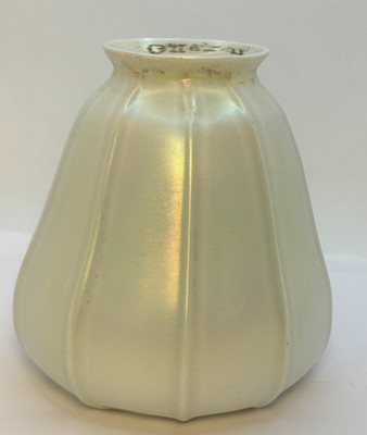 Quezal Calcite Ribbed Pearl Iridescent Glass Lamp Shade Signed | eBay