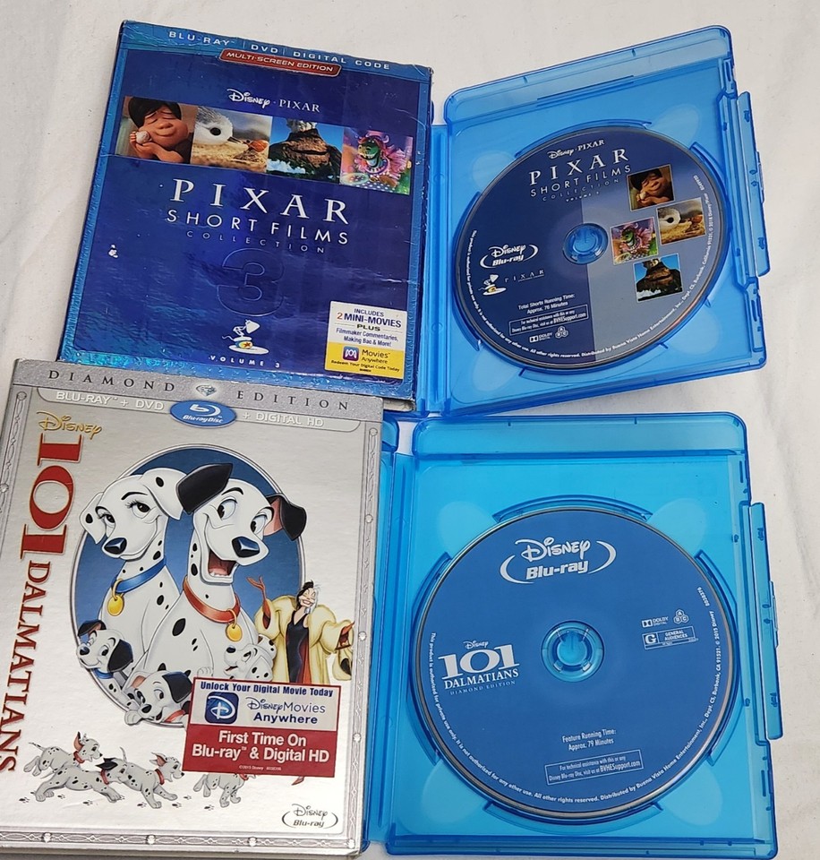 Disney/Pixar Blu-Ray Movie LOT 101 Dalmatians/Zootopia/Tangled/Short ...