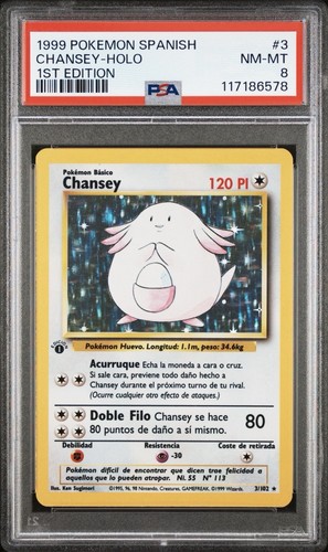 1999 Pokemon SPANISH 1st Edition Base Set Chansey Holo 3/102 PSA 8 NM ...