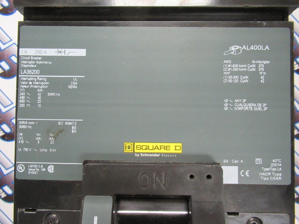Square D LA36200 ILINE Circuit Breaker 200 Amp 600 Volt 3 Pole New ...
