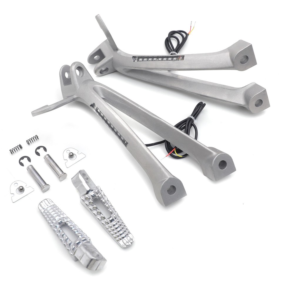 Silver Rear Passenger Footrest Bracket LED Signal For 06-07 Suzuki GSXR ...