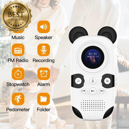 16GB MP3 Player for Kids, Cute Panda Bluetooth 5.3, FM Radio, Voice ...
