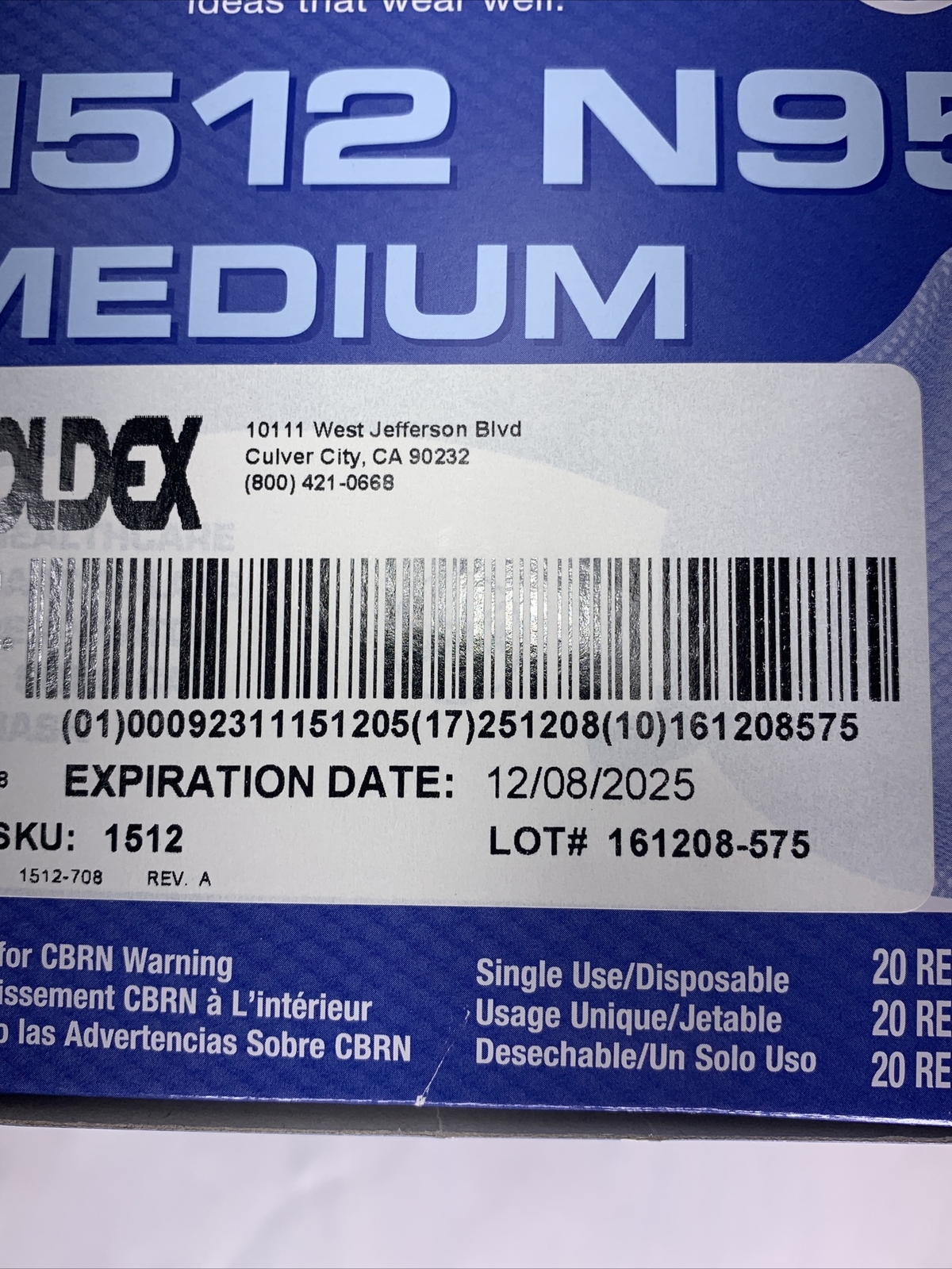 Moldex 1512 N95 Particulate Respirator Mask, Size Medium - 20 Count for ...