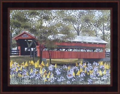 POTTERSBURG BRIDGE by Billy Jacobs FRAMED PICTURE 15x19 Covered Bridge ...