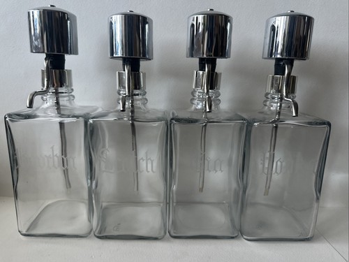 Vintage MCM Pump Liquor Dispenser Glass Decanter Set 10.5” Tall 3.5 ...