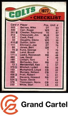 1977 Topps #202 Colts Checklist/Leaders CL, TL - Baltimore Colts GRAND ...