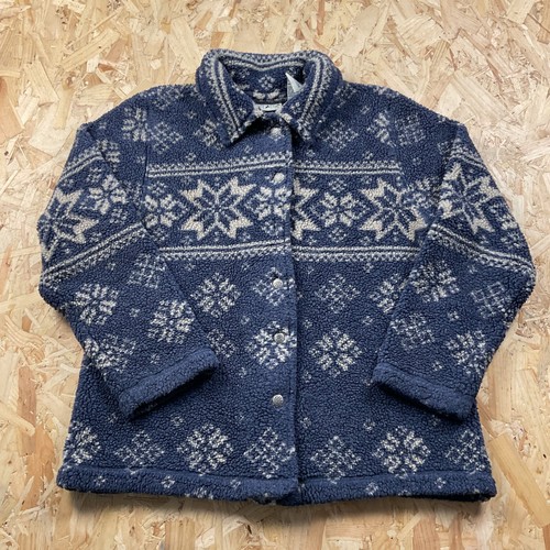 Vintage 1990s White Stag Sherpa Fleece Snow Scene Jacket Forest Baggy M ...