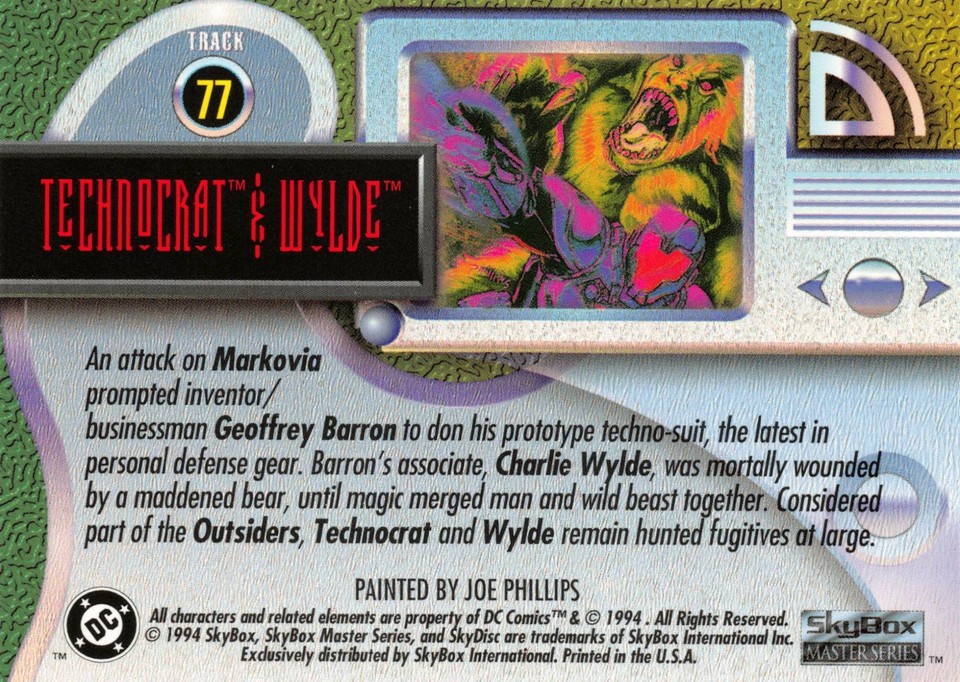 TECHNOCRAT & WYLDE / DC Comics Master Series (1994) BASE Trading Card ...