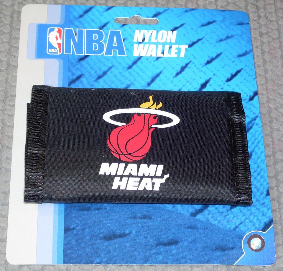 NBA Miami Heat on Black Printed Tri-Fold Nylon Wallet by Rico ...