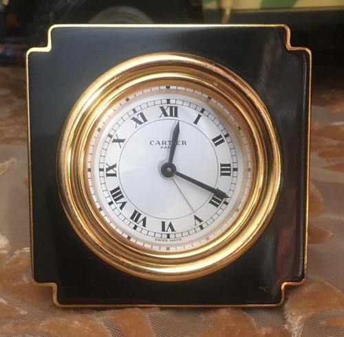 Must De Cartier Gold Metal & Black Lacquer 20th Century Model 7512 Desk ...