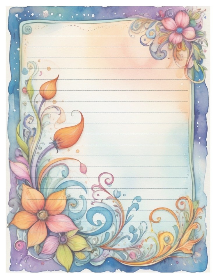 WHIMSY -25 Sheets Watercolor Design Decorative Paper Letter Writing ...