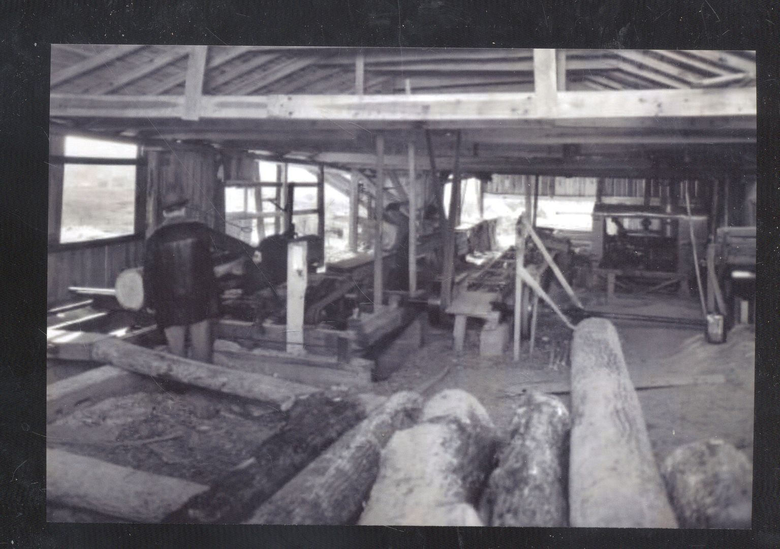 REAL PHOTO POLAND INDIANA SAWMILL LOGGING INTERIOR IND. POSTCARD COPY ...