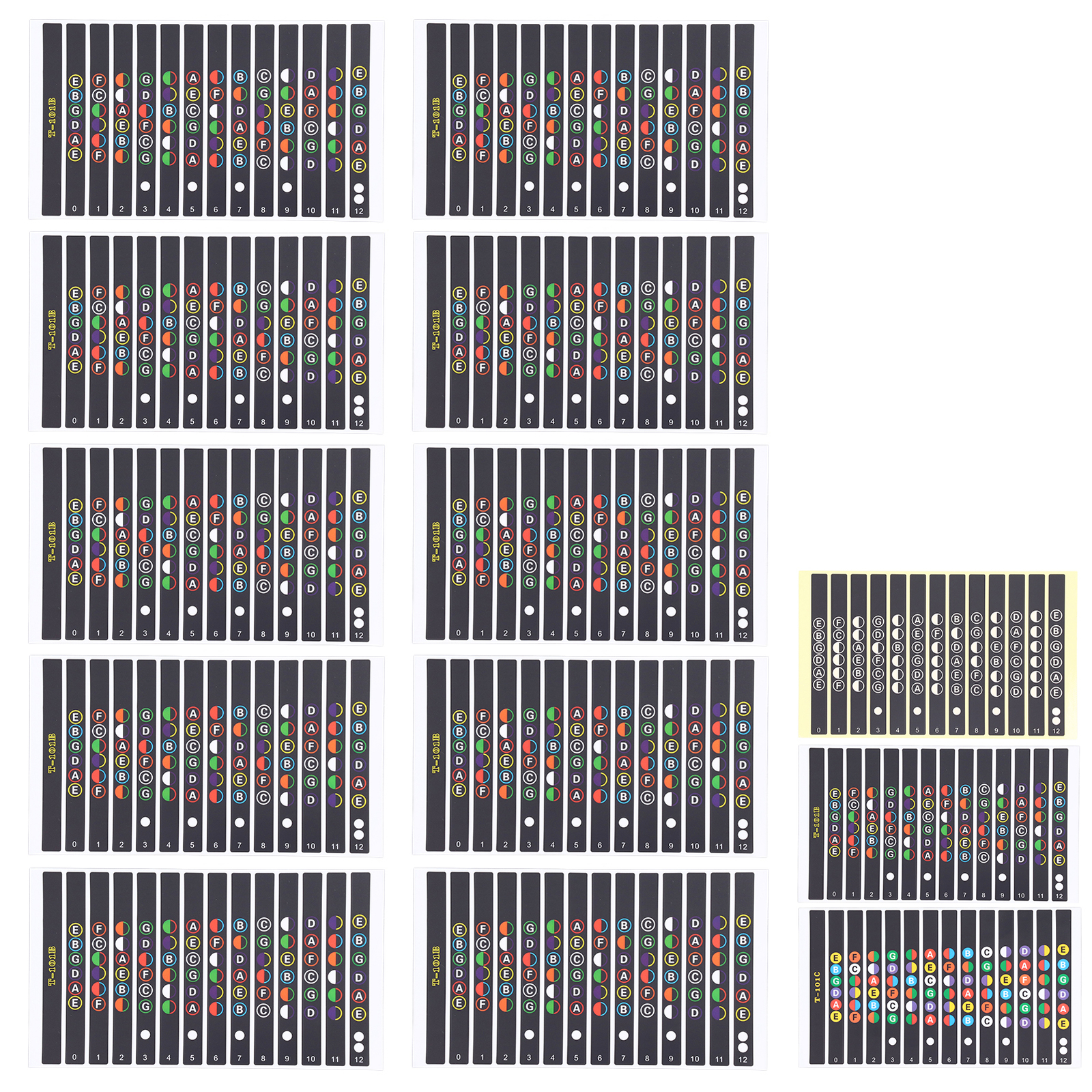 10 Sheet Guitar Fretboard Stickers Fingerboard Frets Coded Note Scale ...