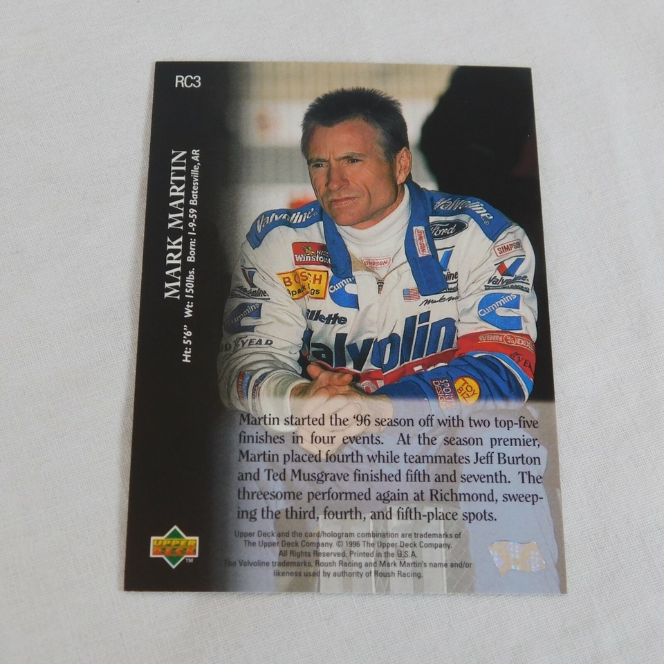 1996 Upper Deck Road To The Cup Card Mark Martin RC3 VTG Hologram ...