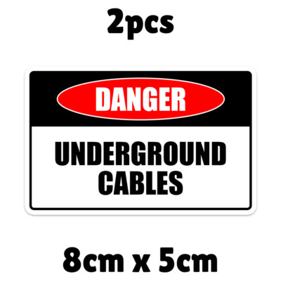 2 x Underground Cables Danger Warning Safety Sign Label Sticker Decal ...
