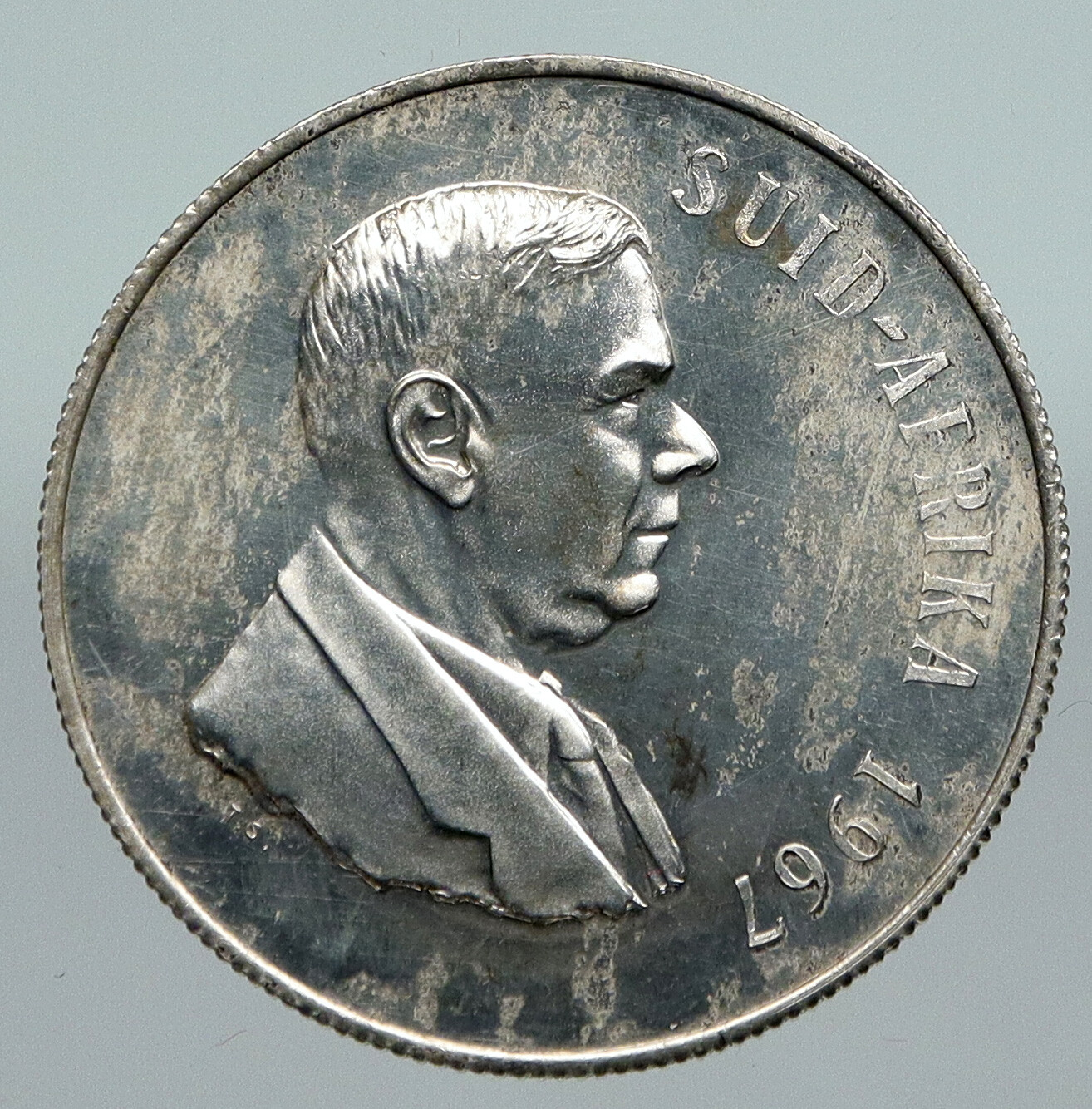 1967 SOUTH AFRICA Dr. Hendrik Frensch Verwoerd PROOF Silver 1 Rand Coin ...