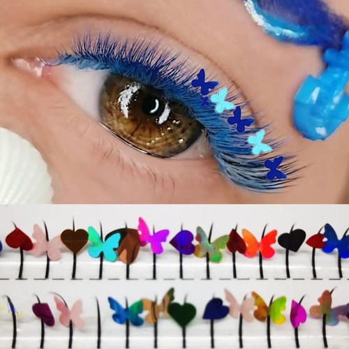 Volume 3D Butterfly Heart Glitter Grafting Eyelashes Individual ...