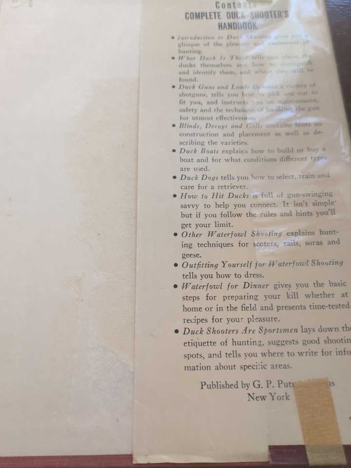 COMPLETE DUCK SHOOTER'S HANDBOOK by Robert Scharff (1957) Putnam's ...