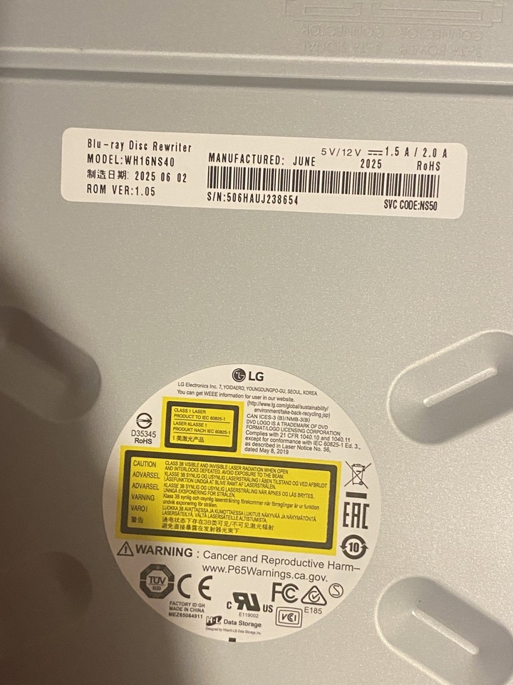 LG WH16NS40 16X Internal SATA Blu-ray Disk Rewriter Drive Brand New ...