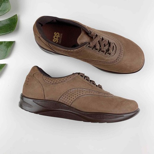 SAS Walk Easy Walking Shoes Brown Nubuck Sneakers Comfort Women’s 9 | eBay