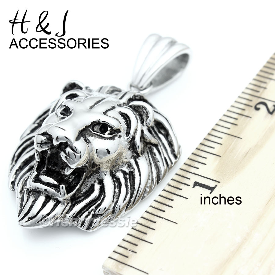 18-40"MEN Stainless Steel 6mm Silver Cuban Curb Link Chain LION FACE ...