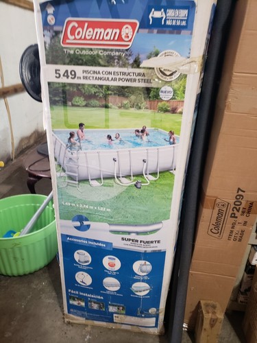 Coleman 18ft L x 9ft W x 4ft D Powersteel Rectangular Frame Pool ...