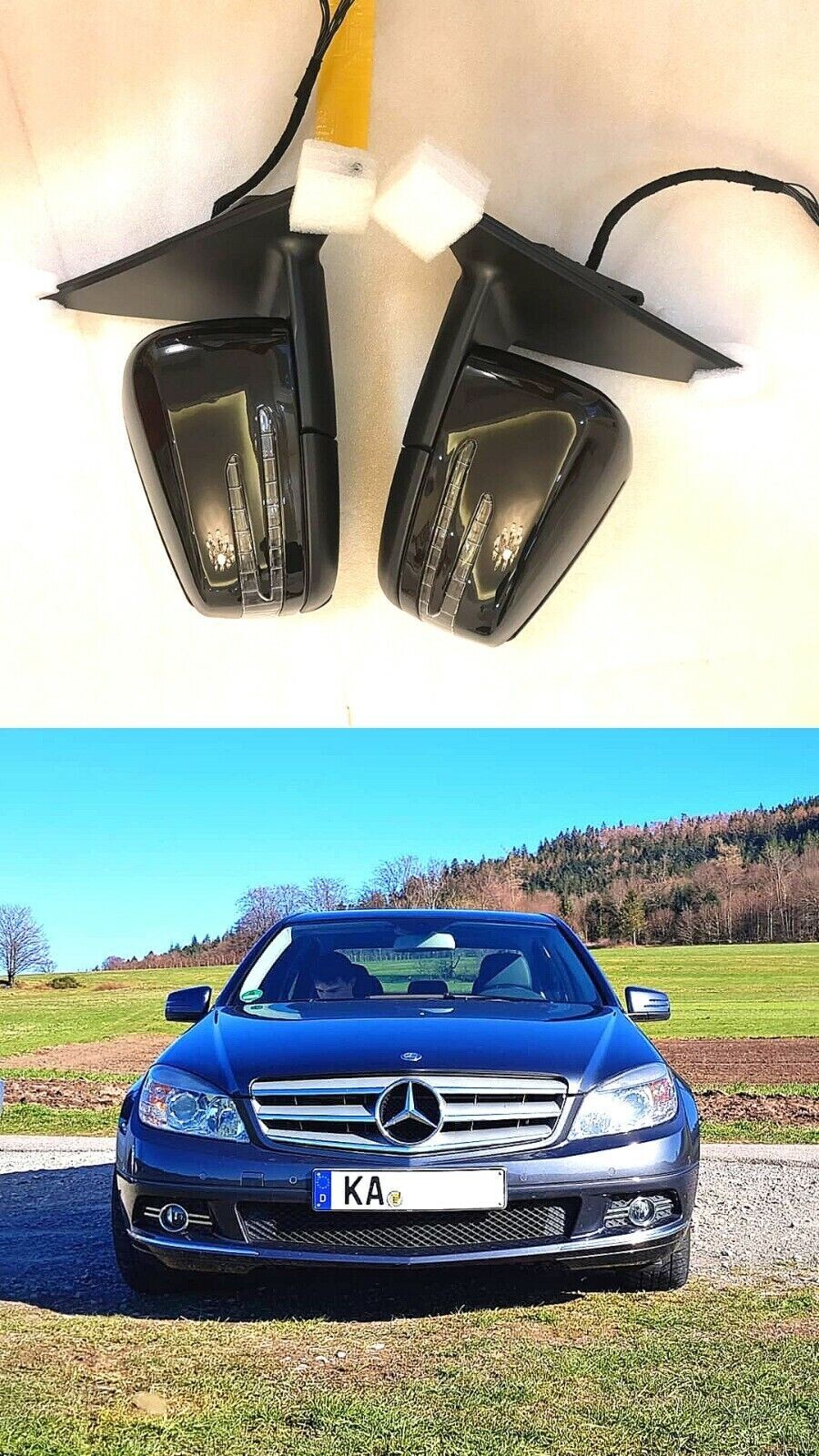 W204 Facelift Rear View Mirror Set For Mercedes Benz Cclass C200 C180 ...