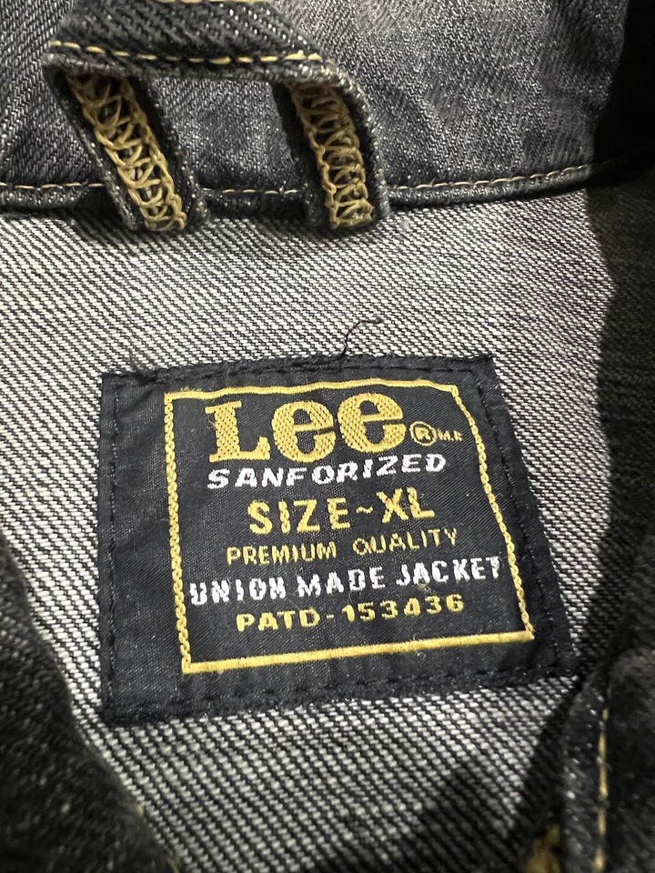 Lee Sanforized XL Men Vintage Black Denim Jean Jacket Western Union ...