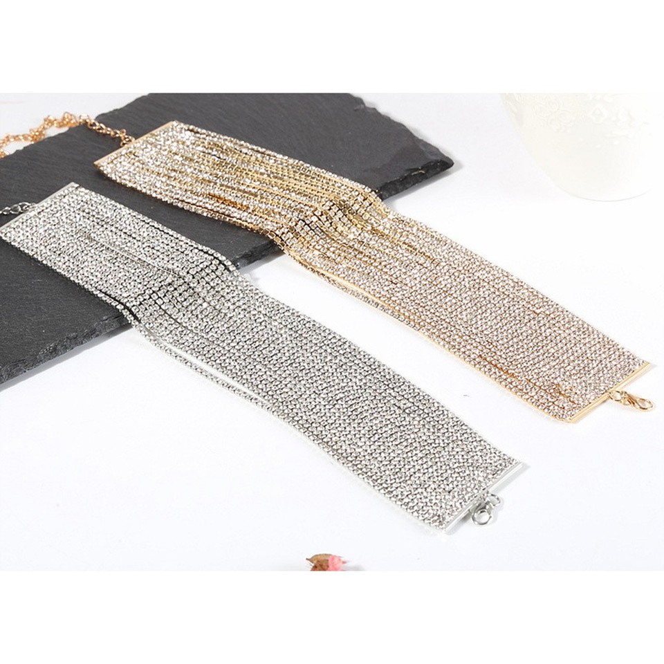 Fringe Necklace Charm Fashion Jewelry for Women Rhinestone Chain | eBay ...