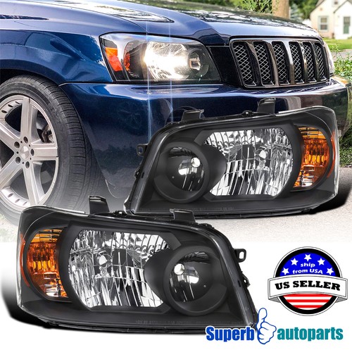 For 2004-2007 Toyota Highlander Halogen Black Headlights Lamps 04 05 06 ...
