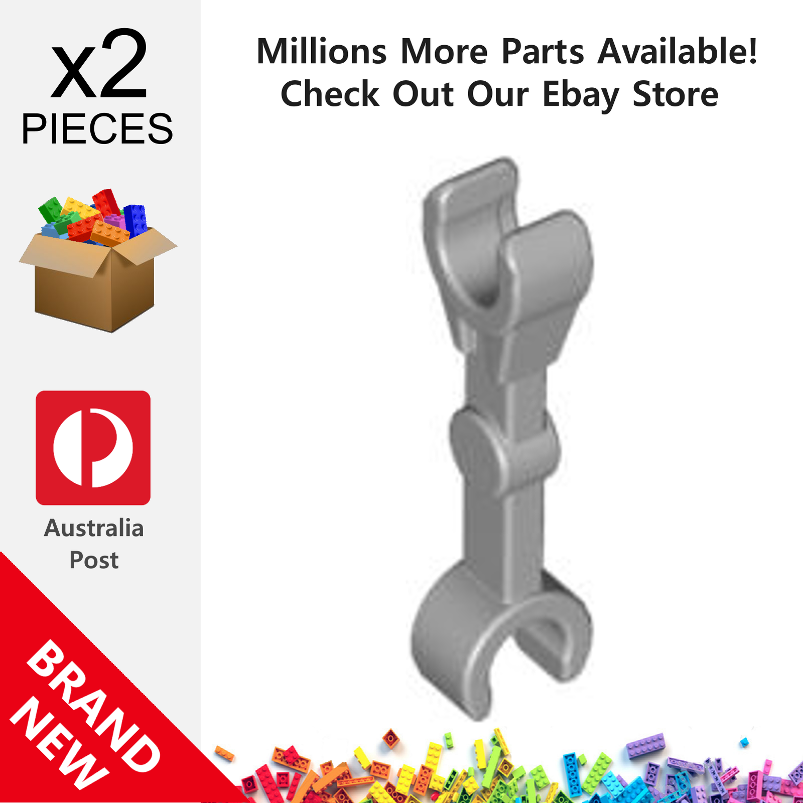 2x Genuine LEGO™ - Arm Mechanical Straight with Clips - 59230 New Parts ...