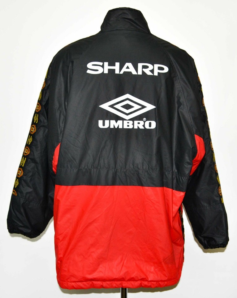 MANCHESTER UNITED 1996/1997 TRAINING FOOTBALL BENCH JACKET SIZE L ADULT ...