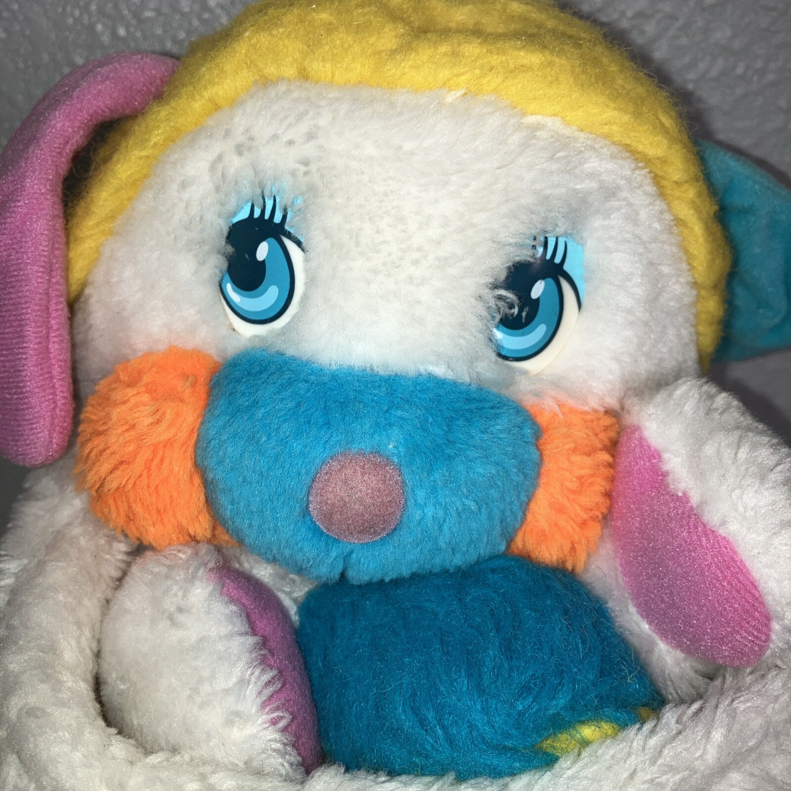 Vintage Mattel POPPLES 1986 Puffball White Blue Nose Yellow Orange ...