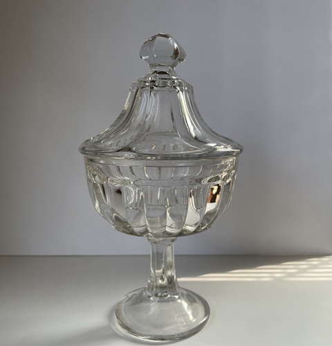 Vintage Clear Glass Covered Compote Candy Dish | eBay