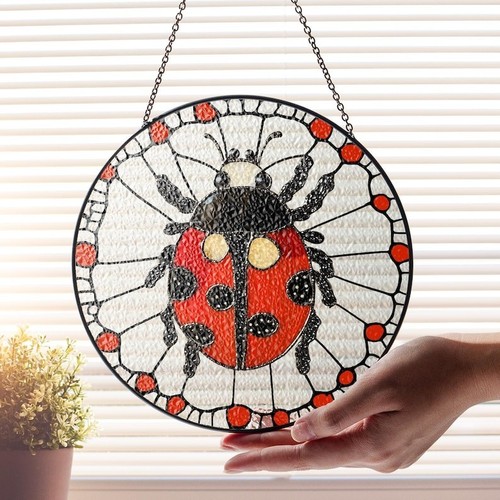 Ladybug Stained Glass Suncatcher, Lady Bug Art Light Catcher, Window ...