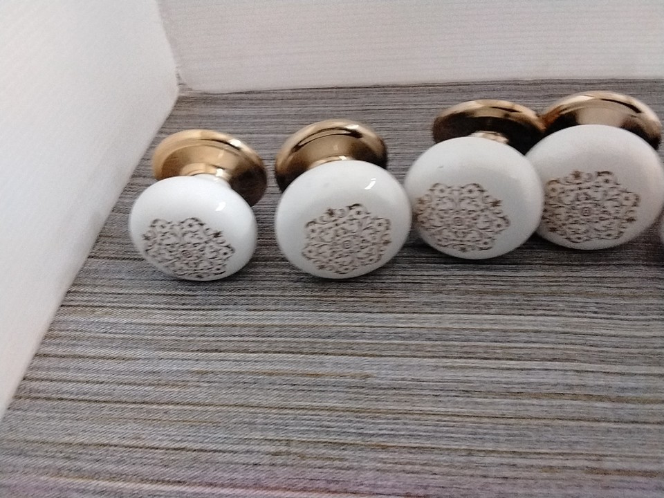 Vintage Gainsborough Porcelain Wardrobe Door Knobs Brass Base Old Stock X 8 | eBay