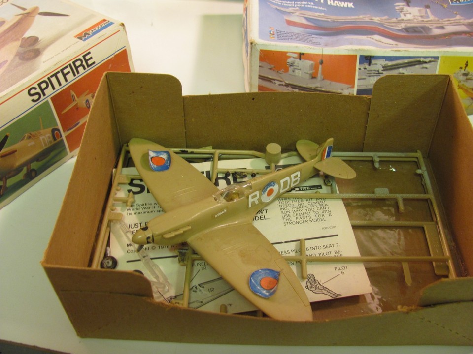 Monogram/Snap Tite Model Kit lot 6 - Spitfire, F-15, Kitty Hawk ...