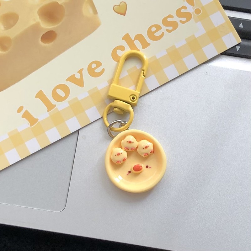 Cute Cartoon Poached Egg Banana Toast Keychain Kawaii Food Keyring Bags ...