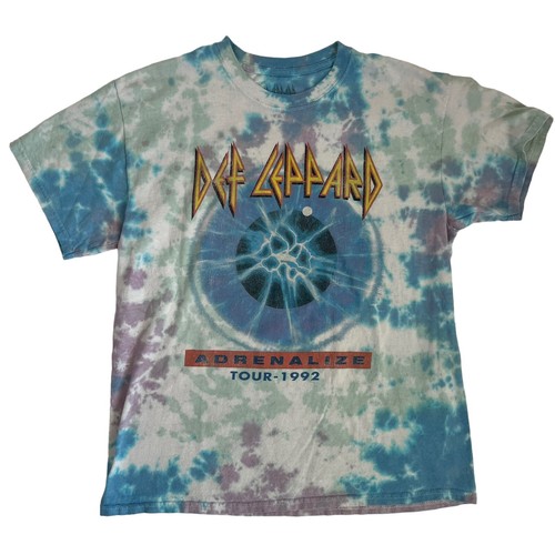 Def Leppard Adrenalize Tour Graphic T Shirt M Blue Tie Dye Rock Band ...