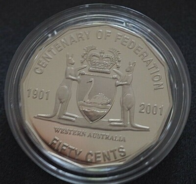 2001 AUSTRALIA PROOF 50 CENT COIN WESTERN AUSTRALIA IN A CAPSULE ...