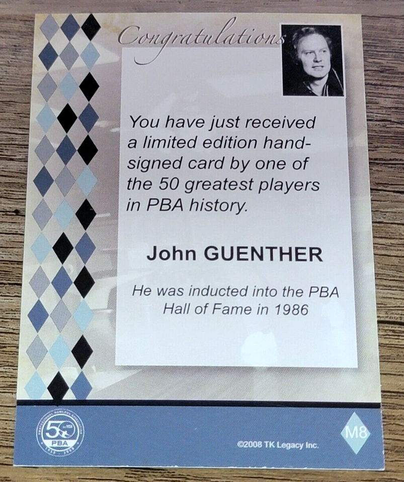 2008 TK Legacy Bowling PBA 50th Anniversary M8 John Guenther Autograph ...